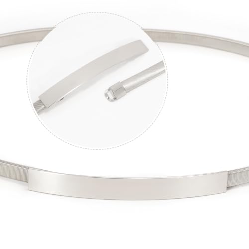 VONMELLI Skinny Metal Cinch Belt for Dress Stretch Thin Waist Belt for Women Gold/Silver