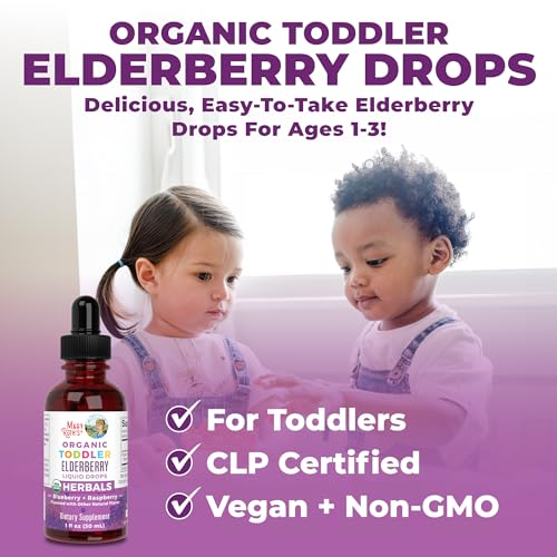 MaryRuth's Toddler Elderberry Syrup | USDA Organic Elderberry | Sugar Free Kids Immune Support Supplement for Ages 1-3 Years | Clean Label Project Verified®, Vegan, Non-GMO, Gluten Free | 1 Fl Oz