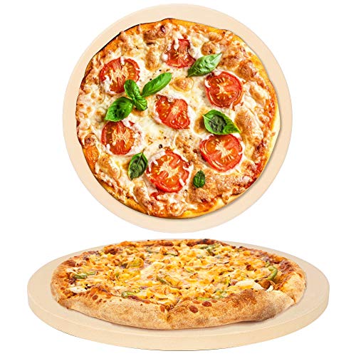 ROCKIMPACT 15 Inch Pizza Stone, Round Baking Stone for Oven and Grill, 5/8" Thick Cordierite Oven Stone for Crispy Crust Pizza