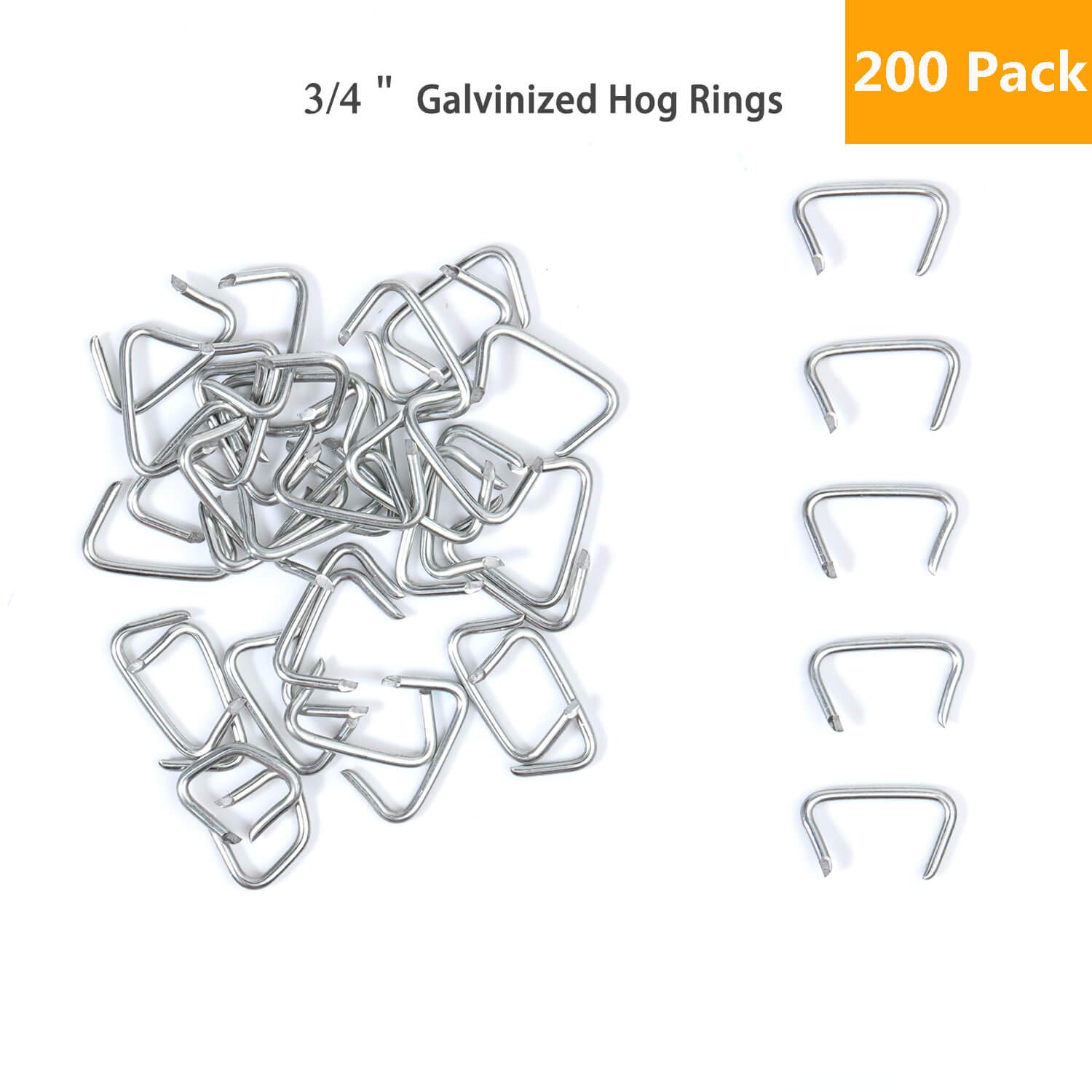 Straight Hog Ring Pliers Set & 200pcs Galvanized Hog Rings β Upholstery Installation Kit for Bungee/Shock Cords/Animal Pet Cages/Bagging/Traps/Sausage Casing/Meat bags/Fencing/Railing by NIDAYE
