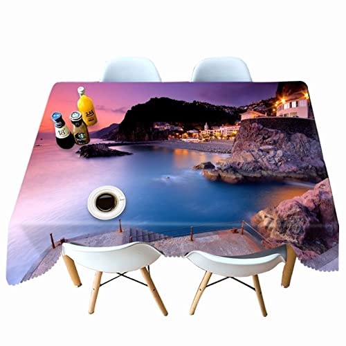 NUER 3D Seascape World Pattern Sea Playground Tablecloth Thicken Cotton Rectangular Table Cloth for Wedding Table A3 140x210cm