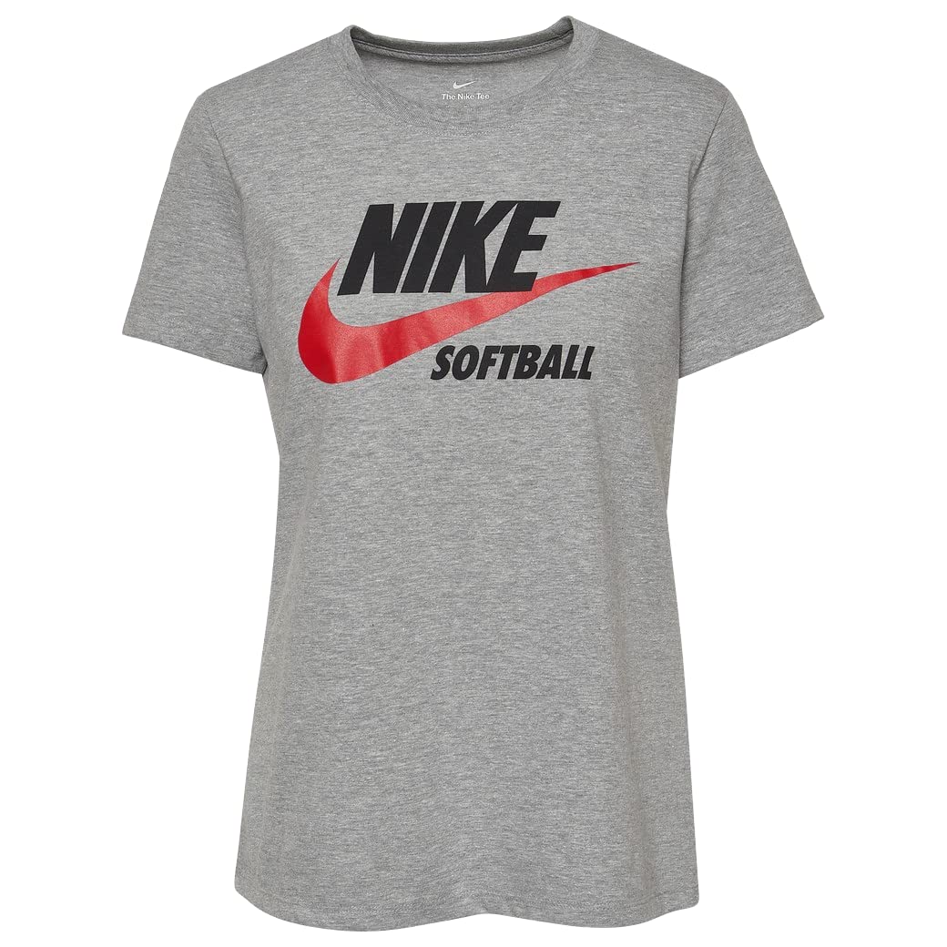 Nike Women's Futura Softball T-Shirt (Gray/Red,X-Large)