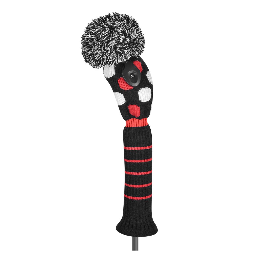 Just4Golf Multi-Dot Golf Club Head Cover (Fairway), Black/White/Red