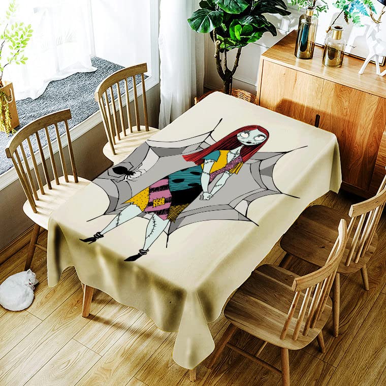 NUER Halloween Pumpkin Lantern Tablecloth Skull Pattern for Children Oxford Cloth Comfortable Waterproof Table Cloth Manteles A11 140x210cm
