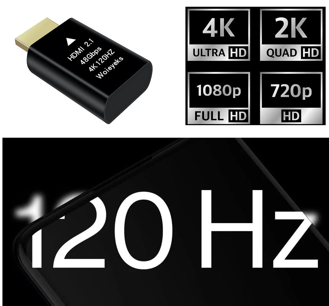 Woieyeks 4K 120Hz HDMI 2.1 Dummy Plug,Virtual Display Emulator,Headless Ghost Display Adapter Support 3840x2160@120HZ,1440@120HZ,1080P@120HZ EDID Monitor Emulator(8K not Supported)