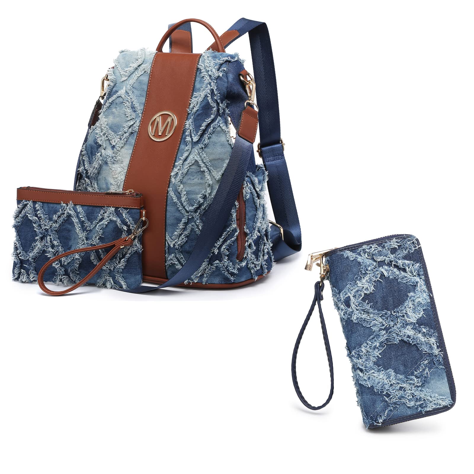 MKP Women Fashion Denim Backpack Wallet Purse