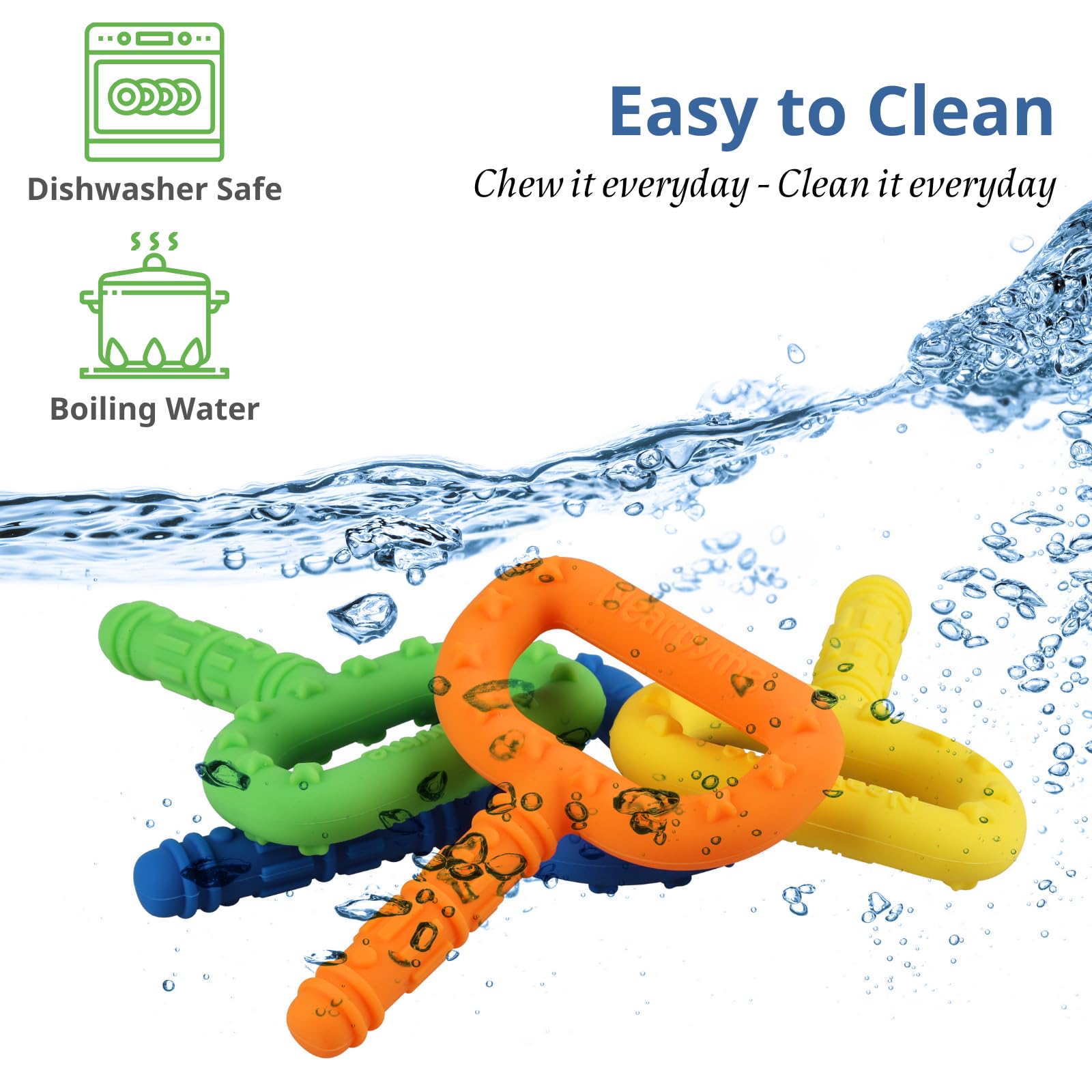 Sensory Oral Motor Chew Tool, Pack of 3 Silicone Chewing Sticks for Autistic Chewers, ADHD, SPD, Oral Motor Stimulation or Special Needs (A)