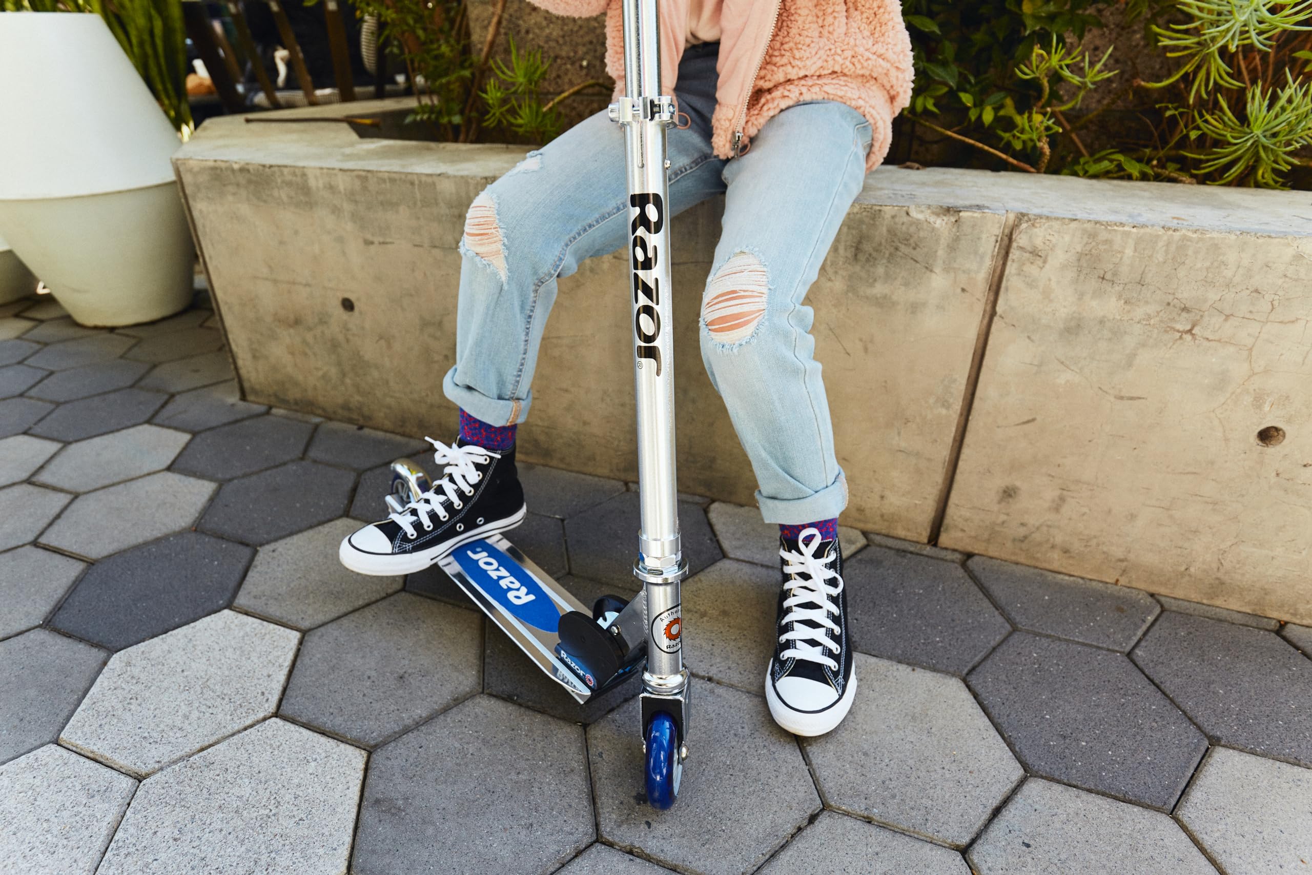 LaScoota Kick N Roll Scooter for Kids, 3 Wheel Adjustable Height Scooter with LED Flashing Wheels and Anti-Slip Deck, for Riders Aged 3-12 and up to 100 lbs.