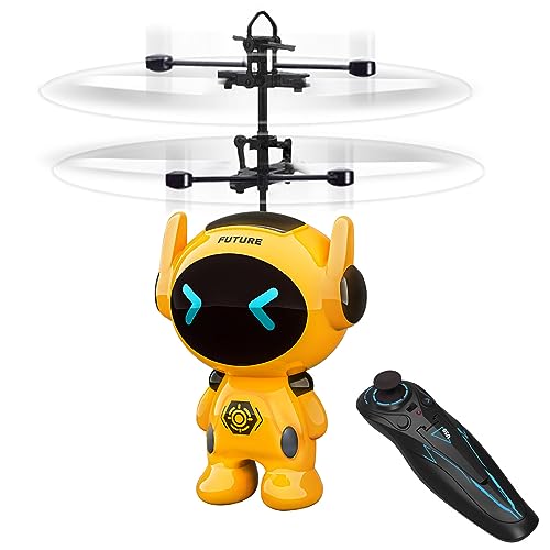 Ynybusi Flying Ball RC Toys,Built-in LED RC Robot Drone Remote Control Helicopter Indoor Outdoor Games Toys for Kids Boys Girls 6 7 8 9 10 Year Old Birthday (Yellow)