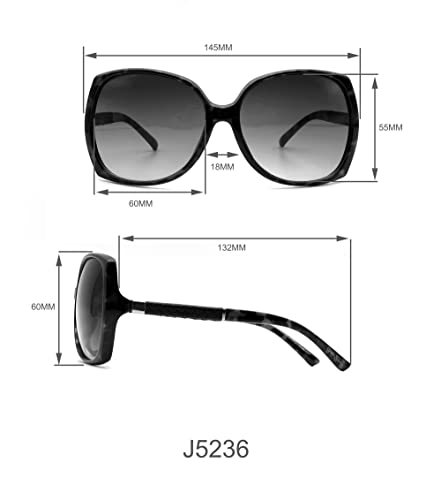 Jessica Simpson Womens J5236 Oversized Rectangular Sunglasses With Uv400 Protection. Glam Gifts For Her, 60 Mm, Black, 60 Mm US
