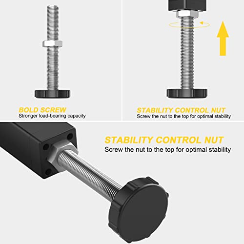 Likapop 4Pcs Adjustable Bed Frame Support Legs, Bed Frame Slats Heavy Duty Center Support Leg, Suitable for King Bed Reinforcement Kit, Sofa, Table, Furniture Legs Replacement Parts (6.1"-8.7")