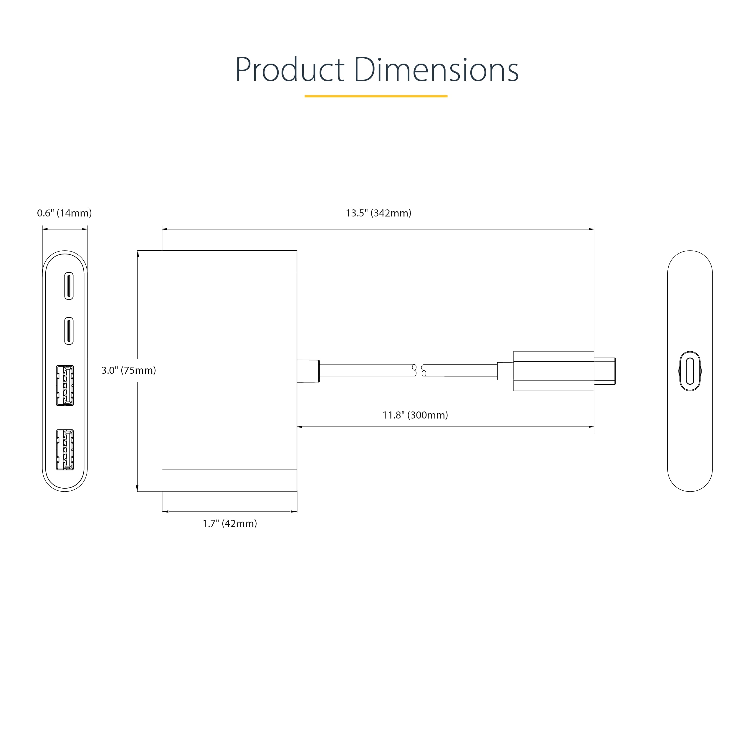 StarTech.com 4-Port USB-C Hub with 100W Power Delivery Pass-Through - 2X USB-A + 2X USB-C - 5Gbps - 1ft (30cm) Long Cable - Portable USB Type-C to USB-A/C Hub - USB-C Splitter (5G2A2CPDB-USB-C-HUB)