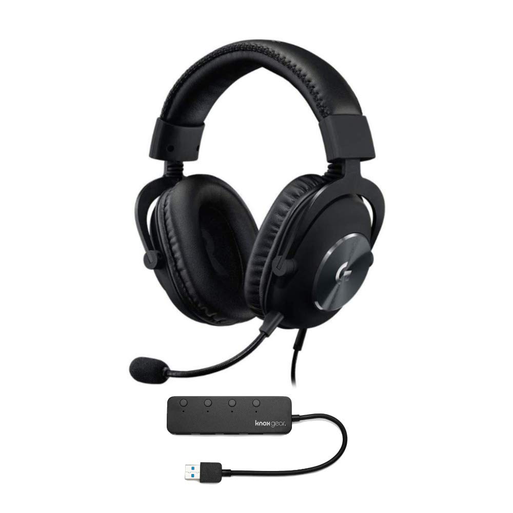 Logitech G Pro X Gaming Headset with Blue Voice Technology Bundle with 4-Port USB 3.0 Hub (2 Items)