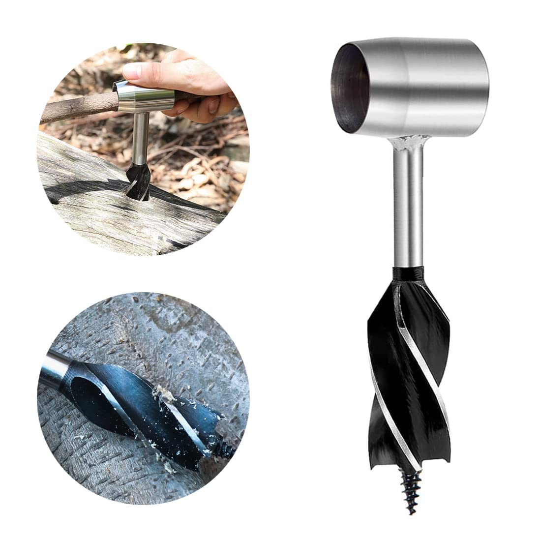 SeonFook Survival Settlers Tool Bushcraft Hand Auger Wrench Wood Drill Bit Manual Auger Wood Peg and Hole Maker Multitool for Camping, Bushcrafting and Outdoor Backpacking