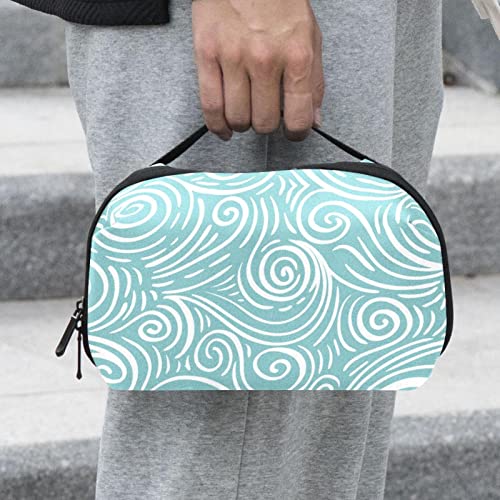 Travel Cord Organizer, Tech Organizer, Electronics Organizer, Cable Organizer Bag, Modern Cartoon Abstract Wave Pattern