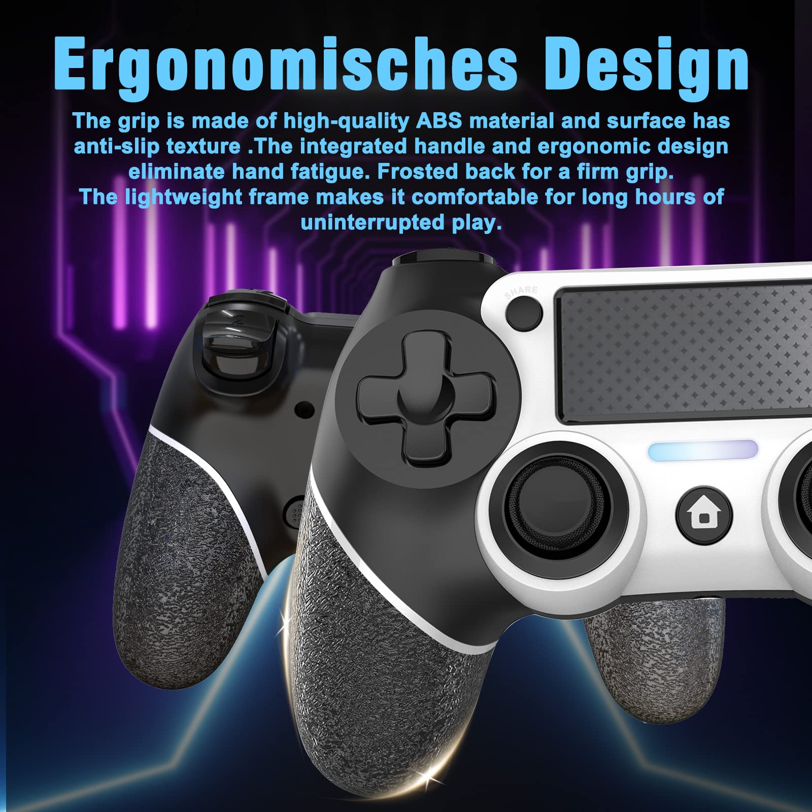 Jusubb for PS4 Controller Wireless, with USB Cable,600mAh Battery,Dual Vibration,6-Axis Motion Control,3.5mm Audio Jack,Multi Touch Pad,Share Button, PS4 Controller Compatible with PS4/Slim/Pro/PC