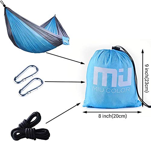 Lightweight Camping Hammock, Portable Parachute Nylon Hammock with Hammock Tree Straps Carabiners for Backpacking, Travel, Beach, Picnic