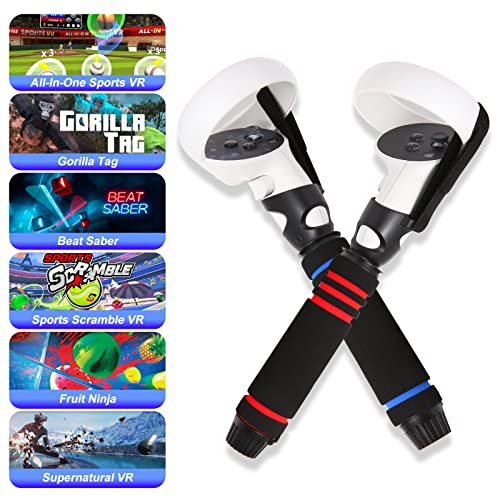 VR Beat Saber Handles,Upgraded VR Dual Handles Extension Grips and Long Stick Handle for Meta/Oculus Quest 2 Controller Playing BeatSaber Games and VR Game