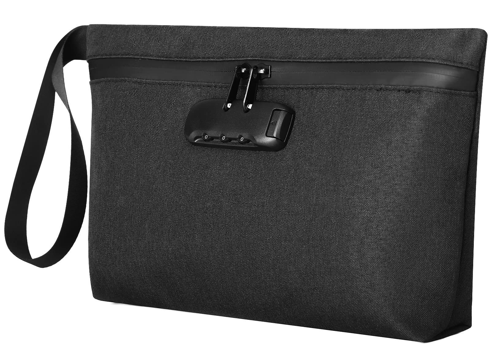 Tokokimo Password Lock Cosmetic Bag,Makeup bag with Combination Lock,Storage Accessories for Cosmetic,Spices and Travel(9.8 x 6.5 Inch, Black)