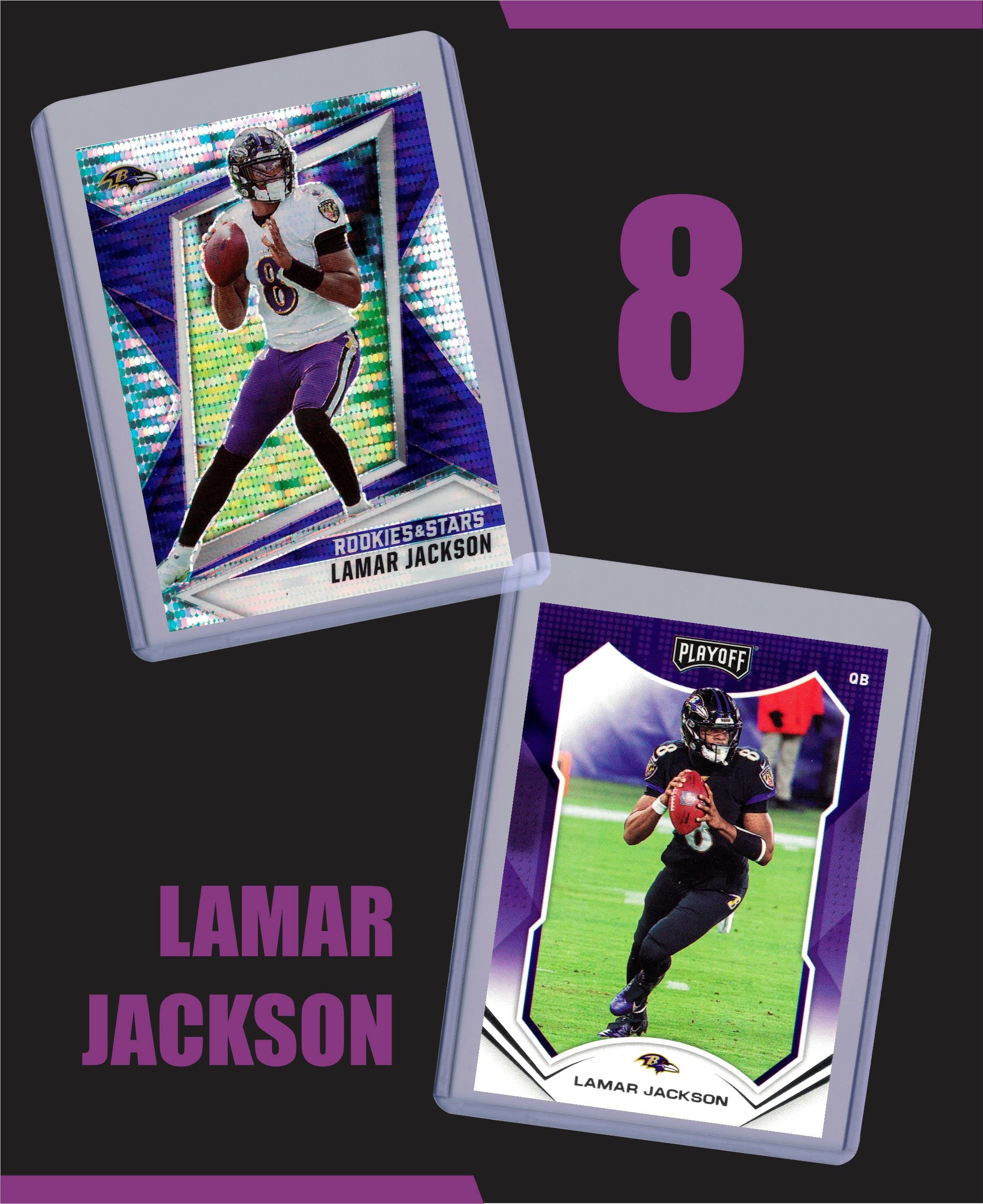 Lamar Jackson Football Cards (5) Assorted Bundle - Baltimore Ravens Trading Card Gift Set