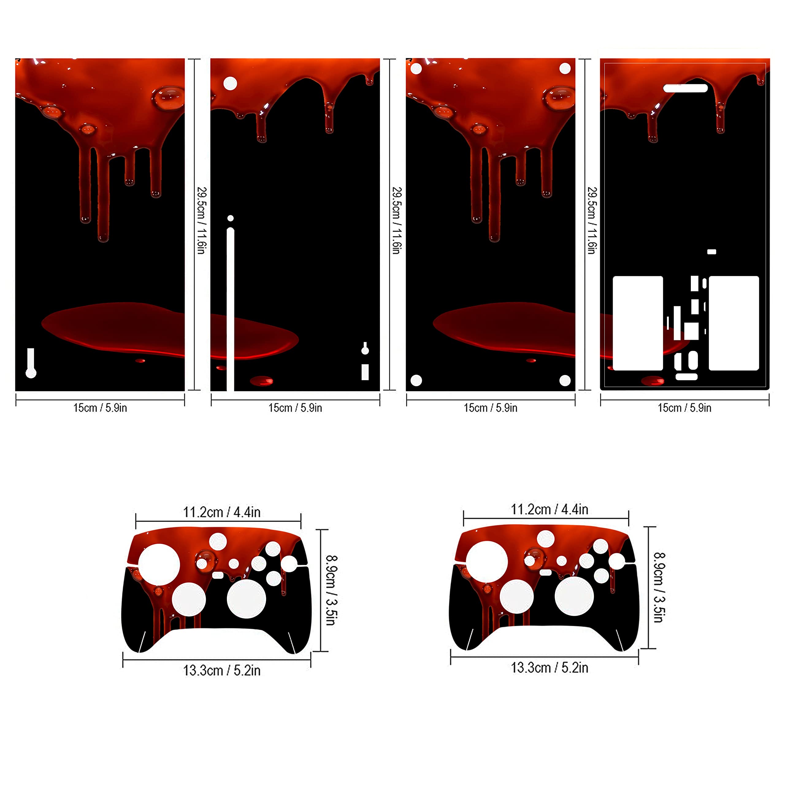 MODUCQY X-Box Series X Skin Set,Blood Splatter Protector Wrap Cover Protective Faceplate Full Set Compatible with X-Box Series X Console and Controller Skins