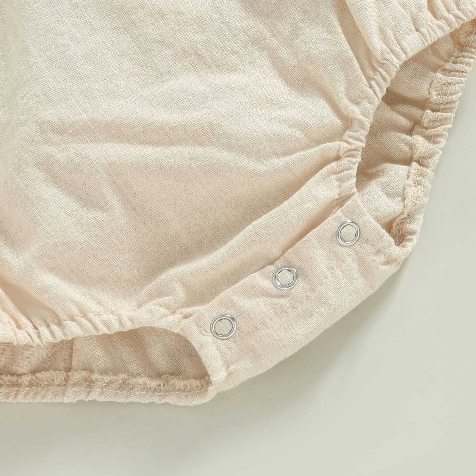 Toddler Baby Girls Easter Outfit Romper/Dress Sleeveless Bunny Ear Sister Mathing Clothes with Tail (A-Light Khaki, 6-12 Months)