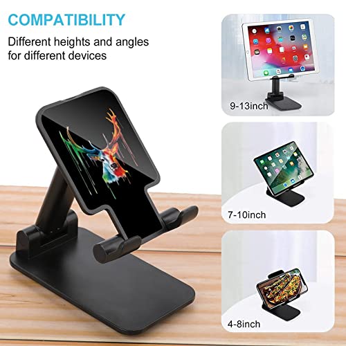 Watercolor Reindeer Foldable Desktop Cell Phone Holder Portable Adjustable Stand for Travel Desk Accessories