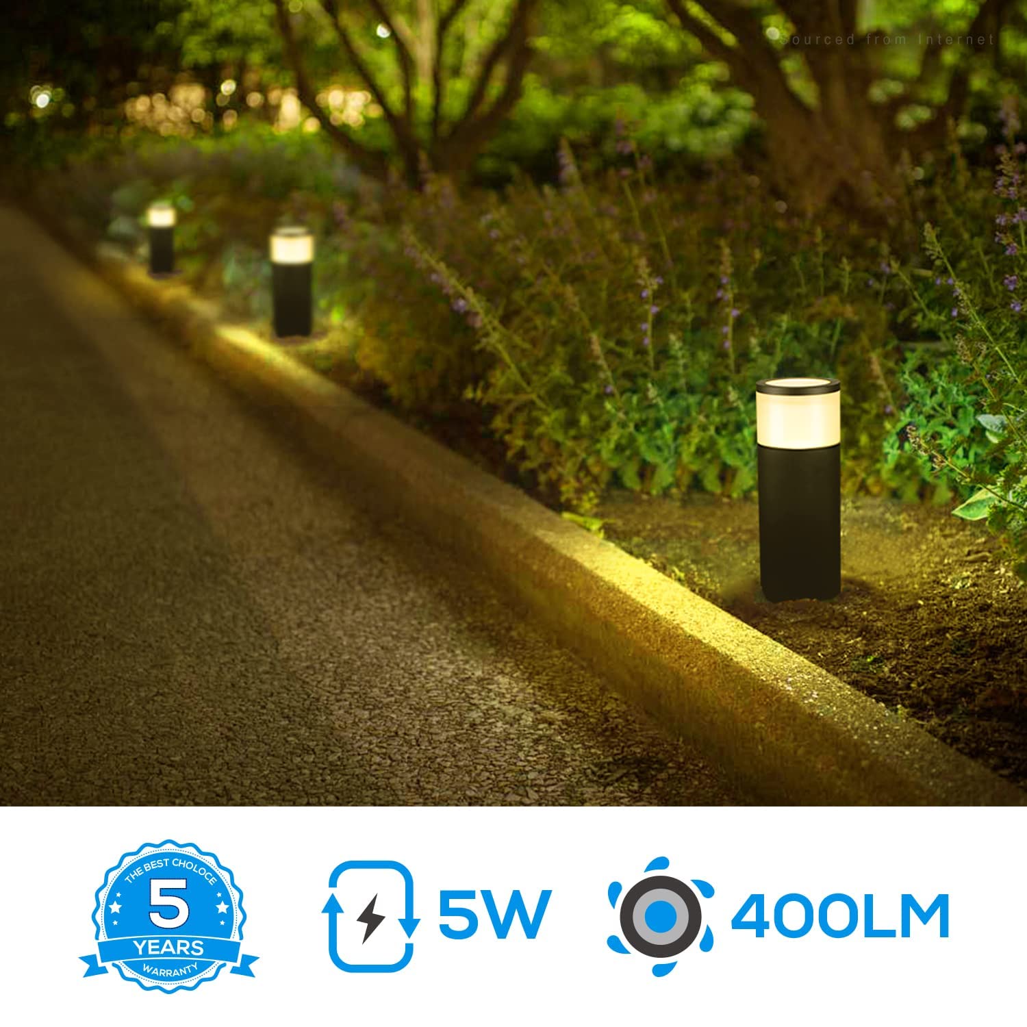 LEONLITE 8-Pack Low Voltage Pathway Lights, 5W LED Landscape Lighting, 12V AC/DC Landscape Path Lights, Aluminum Housing, IP65 Waterproof, 50,000 Hours Lifespan, 3000K Warm White