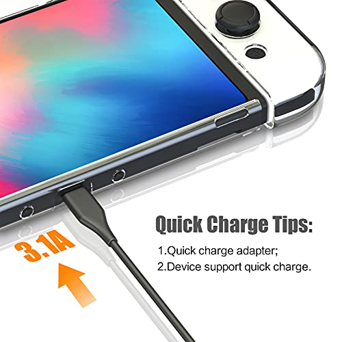 NANANINO Switch OLED Charging Cable, Switch Charger Cable Compatible with Switch Pro Controller, PS5 Controller and Xbox Series X Controller Black