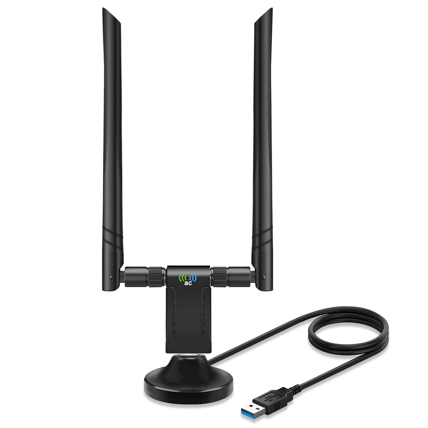 Tongyu USB WiFi Adapter for PC, AC1200Mbps USB 3.0 Dual Band WiFi Adapter for Desktop PC with Dual 5dBi Antennas, Supports Win11/10/8.1/8/7/XP, Mac OS 10.9-10.15