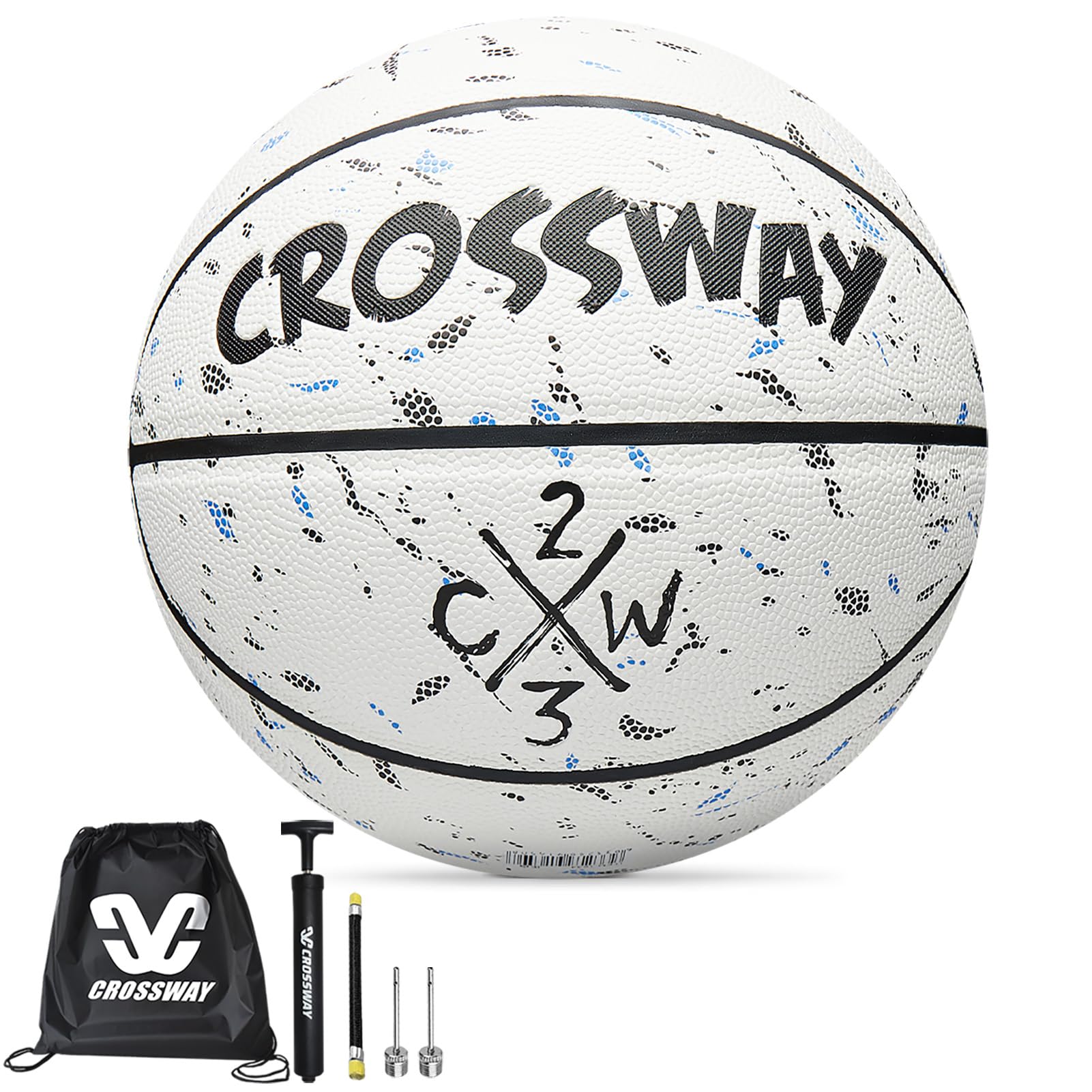 MAIBOLE Crossway Moisture-Wicking Leather Basketball Indoor Outdoor Basketball Training Basketball Competition Basketballs White Basketball Size 6 Basketball 28.5”Women's Basketball