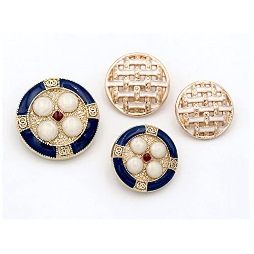 Metal Resin Button Faux Pearl Gem Embellishment Button for DIY Jewelry Making Accessory(Blue,25mm)