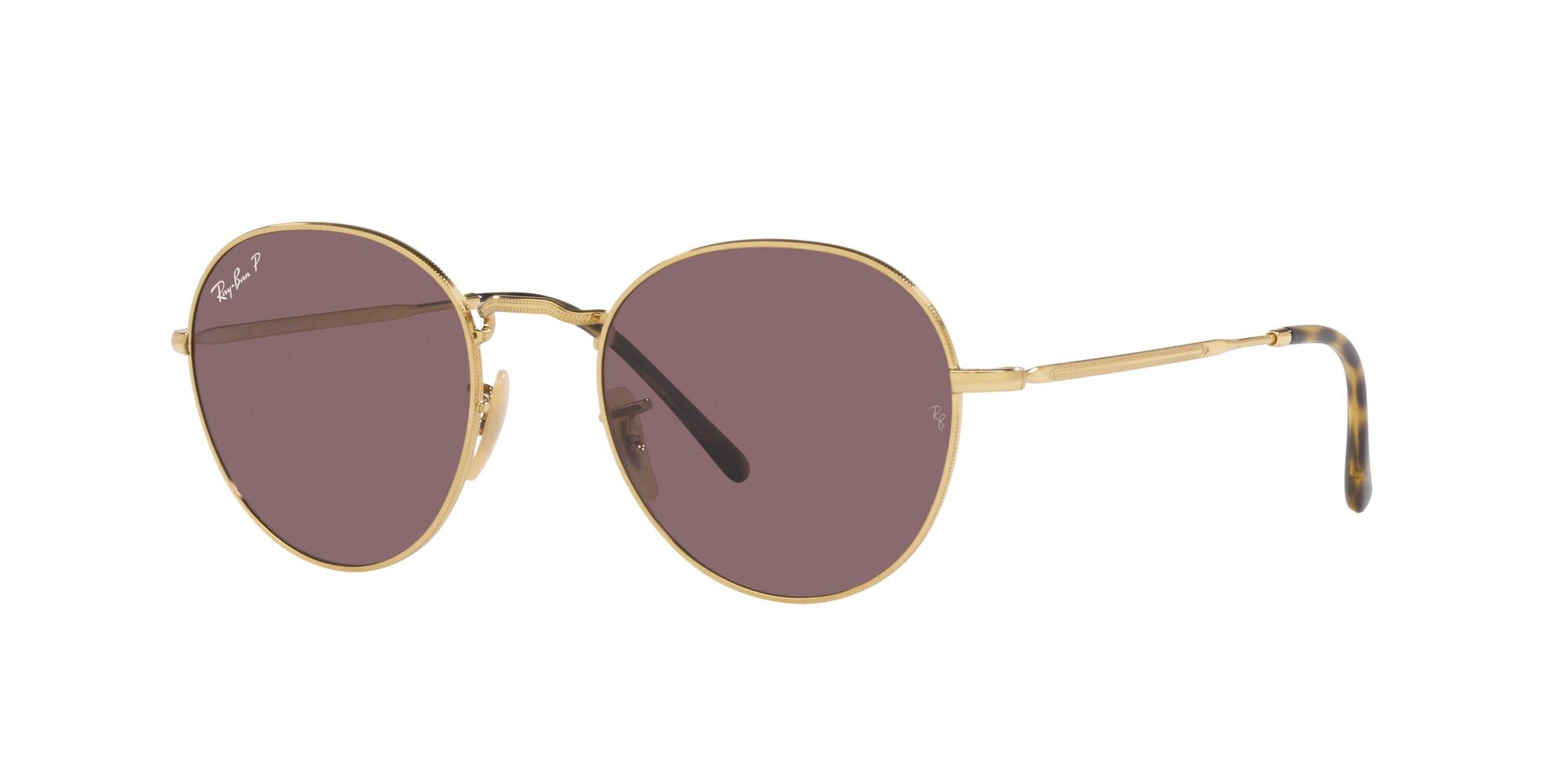 Ray-Ban RB3582 David Round Sunglasses, Gold/Dark Violet Polarized, 51 mm