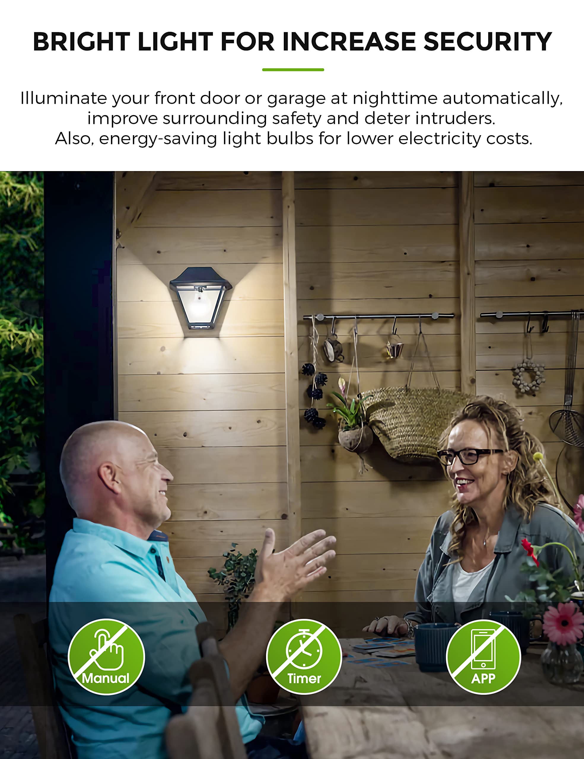 LOHAS Dusk to Dawn Light Bulbs Outdoor, Light Sensor Bulb 60W Equivalent, A19 LED Bulb Daylight 5000K, 9W Photocell Sensor LED, 900LM Auto On/Off Porch Light, E26 Base for Garage, 2Pack