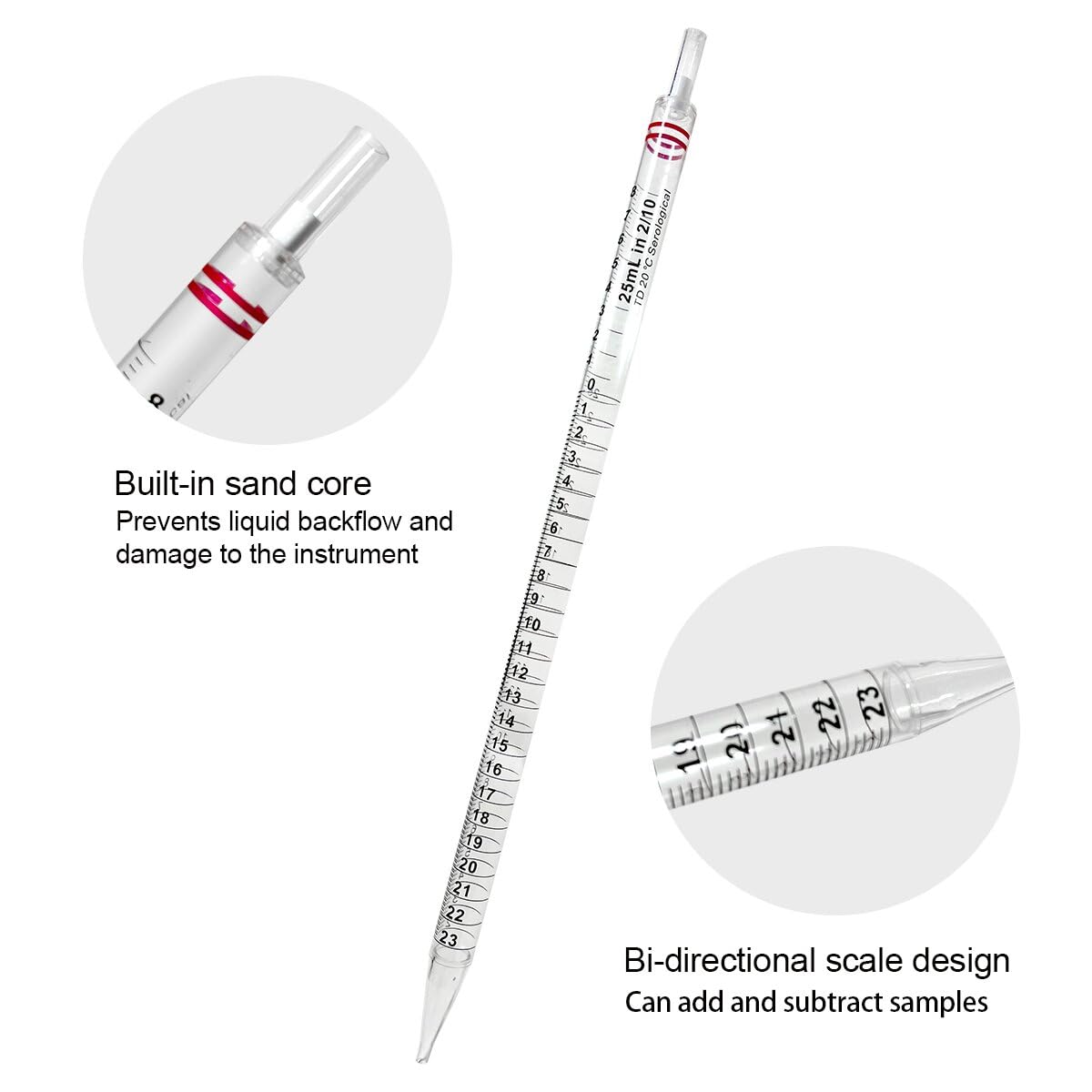 Serological Pipettes - 25ml/Red,Sterile, Individually Wrapped (25 mL - Case of 50)