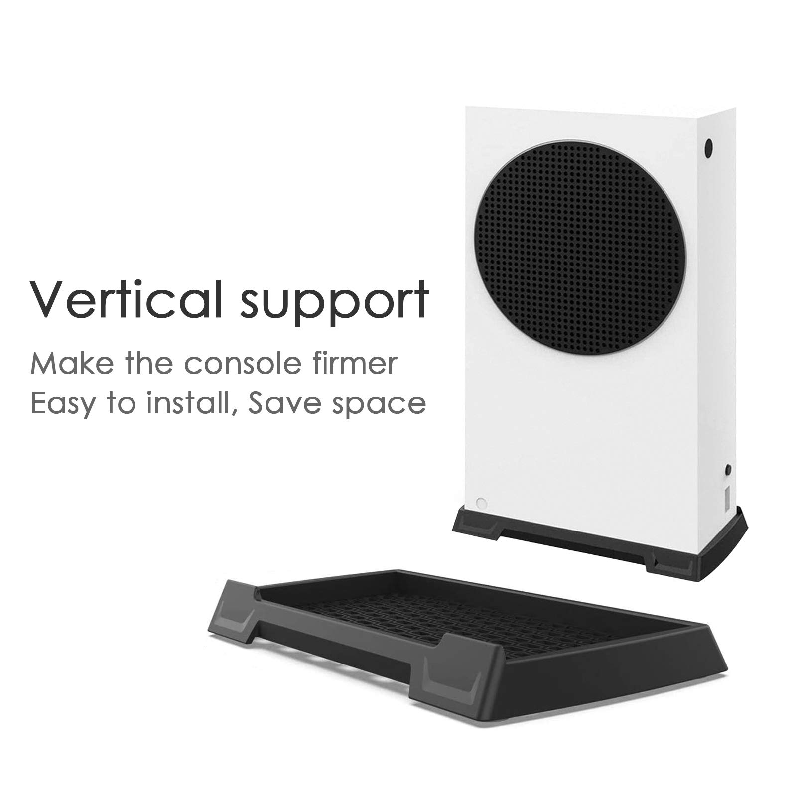 Linkidea Vertical Stand for Xbox Series S, SeriesS Console Stand Accessories, Cooler Holder, Built-in Cooling Vents with Non-Slip Feet (Black)