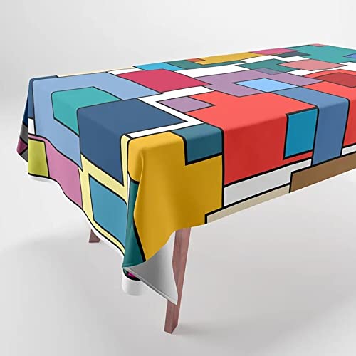 NUER Colorful Geometric Printed Tablecloths Home Decor Rectangular Party Tablecloths Stain Resistant Tablecloth Dust Cover A9 140x210cm