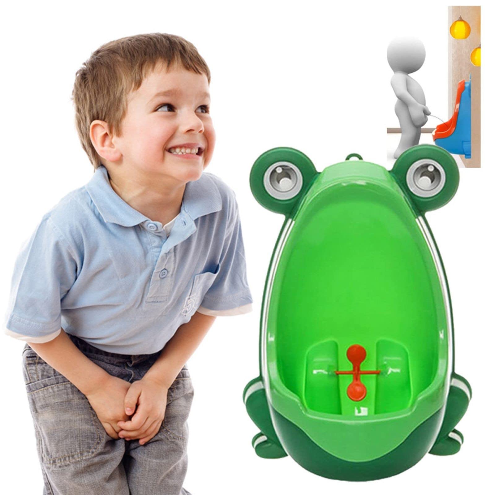 SOOTOP Kids Urinal Frog Cartoon Design Boy Toilet Potty Training Urinal Wall Hung Urinal 1Pcs Clear Crystals for Hanging (Green, One Size)
