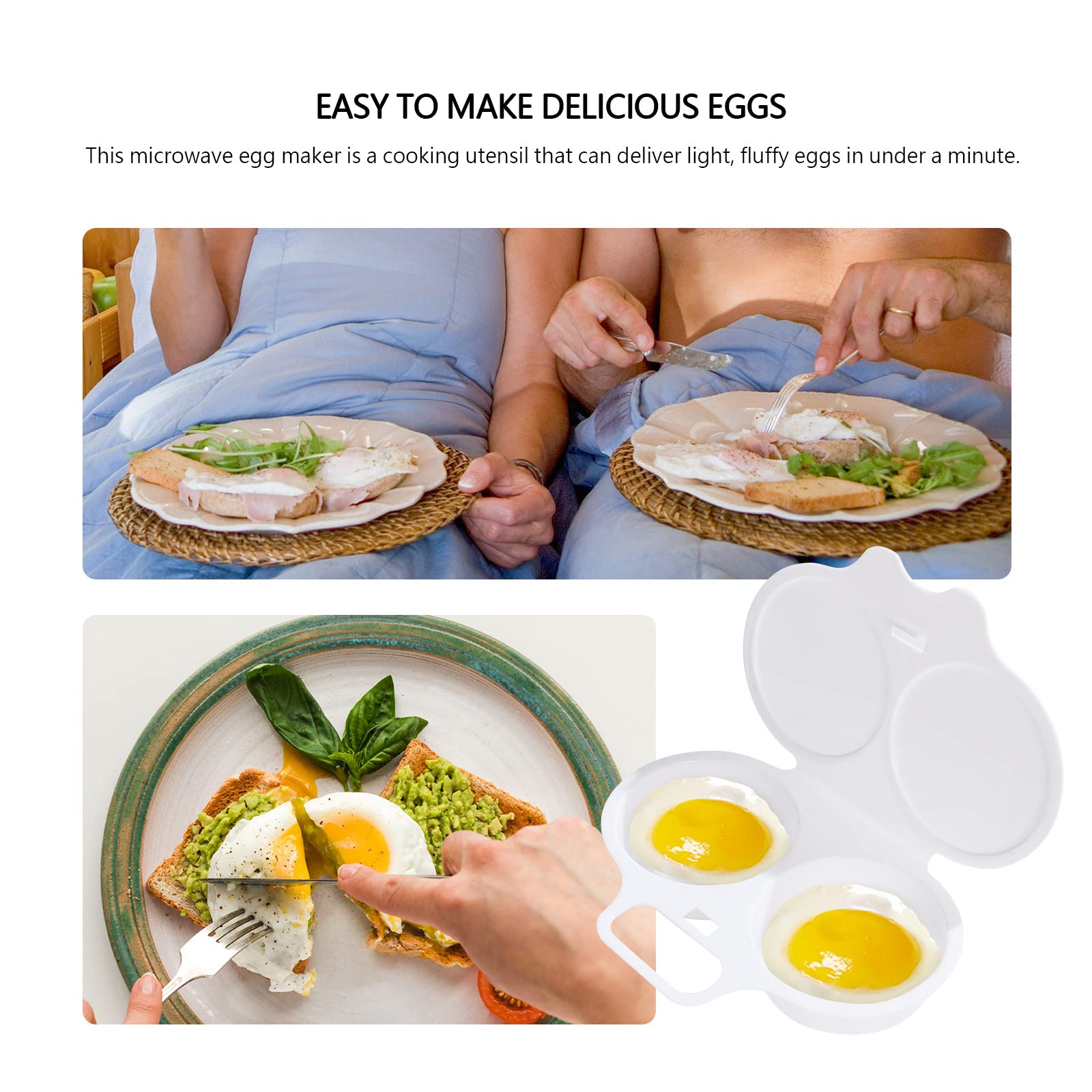Microwave Egg Maker with 2 Cavity, Kitchen Essentials Food Grade cooking Ware, Microwaveable and Easy to Cook in 45 Seconds