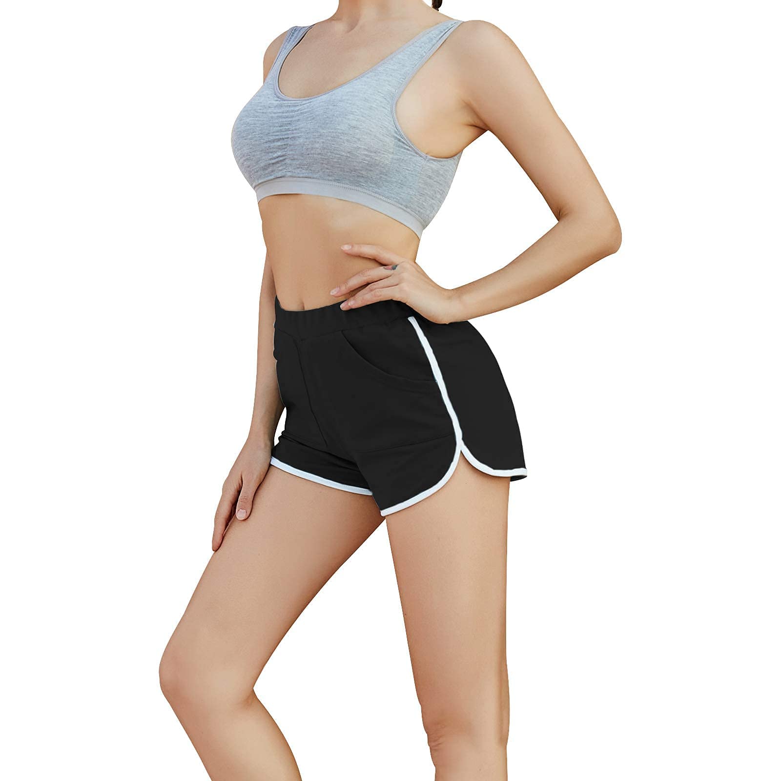 Little Beauty Women's Yoga Elastic Waist Running Athletic Shorts Doplin Shorts