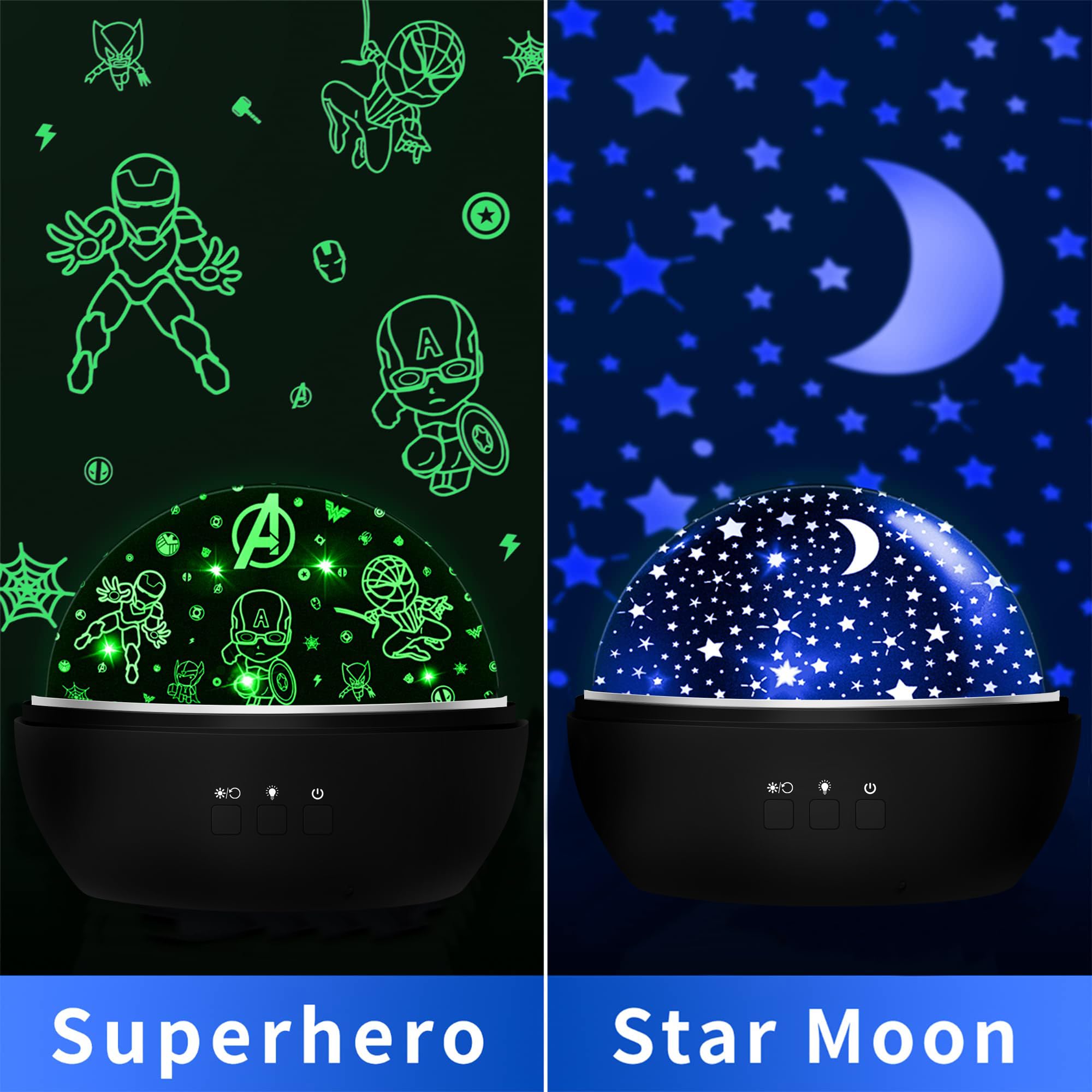 Star Projector Night Light for Kids Baby Night Light Projector with Timer Lamp for Sleeping Soother Nursery Bedroom Decor, Gift Toys for 2-10 Year Old Girls Boys - Black