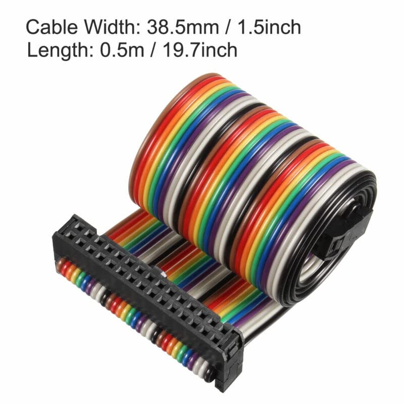 Tool parts IDC Rainbow Wire Flat Ribbon Cable 30P A-type FC/FC Connector 2.54mm Pitch 0.5m