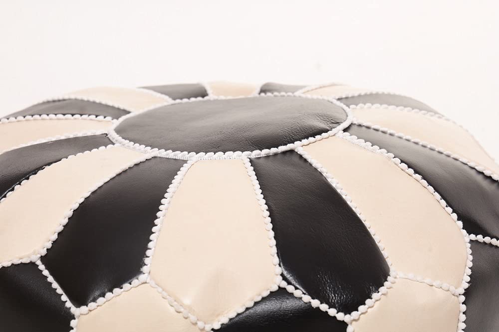 LEATHEROOZE Moderner Leather Pouf Unstuffed Ottoman Moroccan Footstool, Floor Footrest Cushion, Storage Solution - Double Color pouffe(14 * 18 * 18 inch)