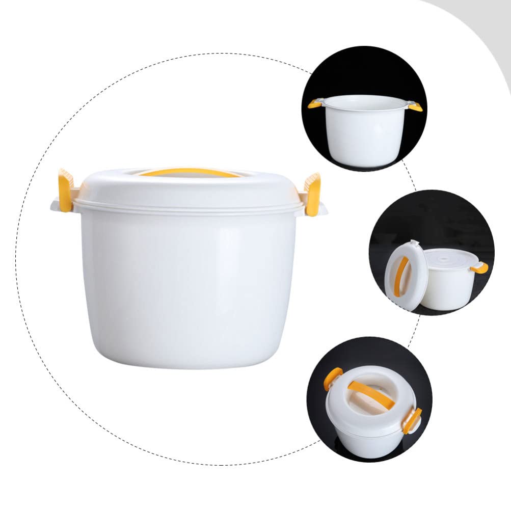 Microwave Rice Cooker Steamer Pasta Cooker Microwave Food Container Fish Vegetable Veggie Steamer Steaming Bowl for Cooking Yellow