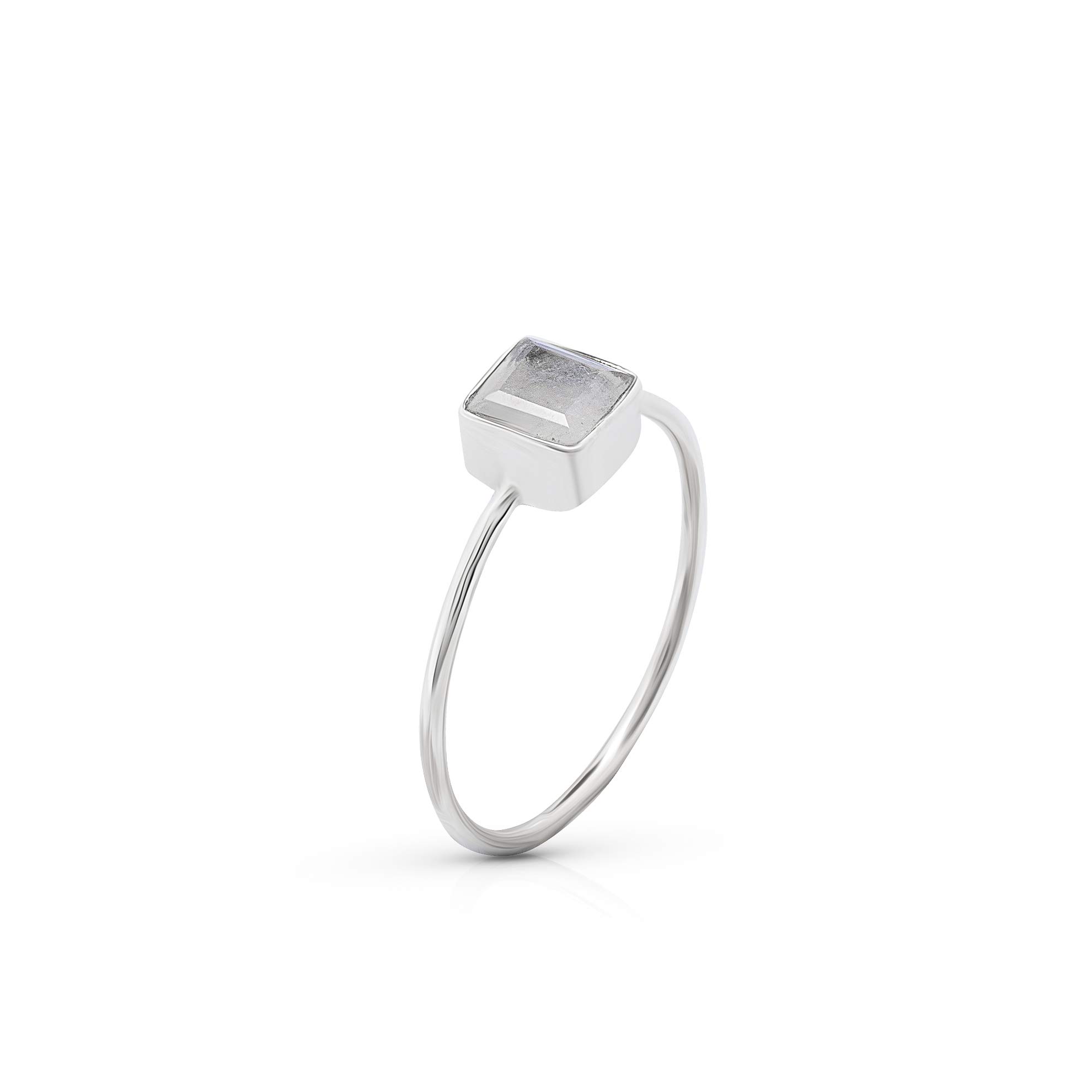 Koral Jewelry Square Moonstone Stone Delicate Ring 925 Sterling Silver Vintage Boho Chic (8)