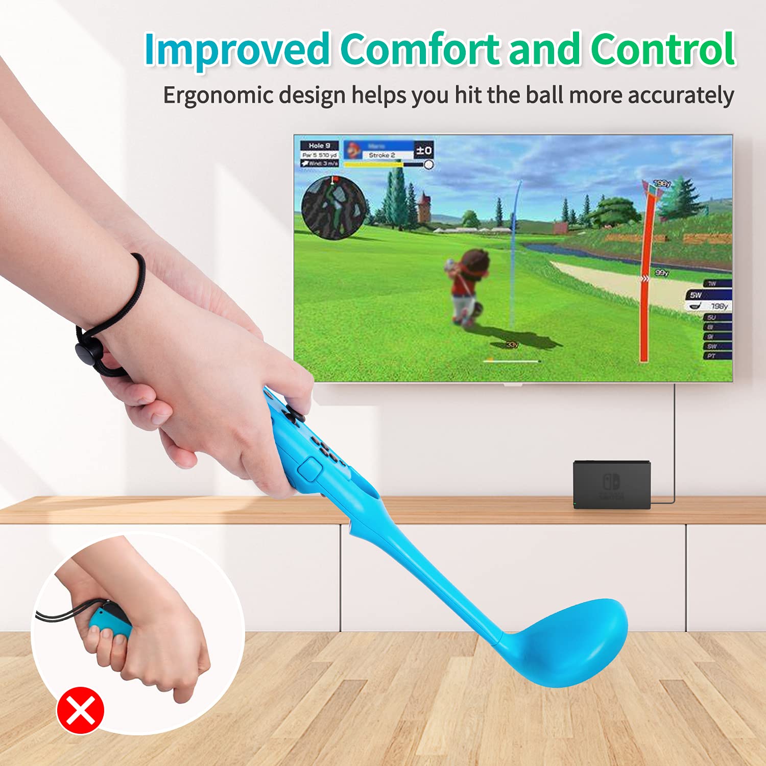 OIVO Switch Mario Golf Games Club for Nintendo Switch Mario, Switch Game Accessories Gamepad for mario golf super rush nintendo switch, Mario Golf Switch with Hand Strap for Joy cons,2 Packs