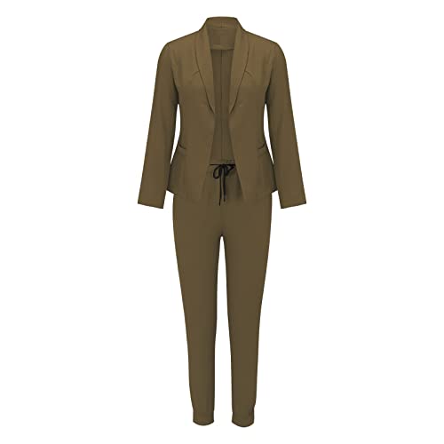 JMMSlmax Women's 2 Piece Office Slim Fit Blazer Pant Set Business Suit Set Womens Spring Fall Open-Front Blazer Pants Sets