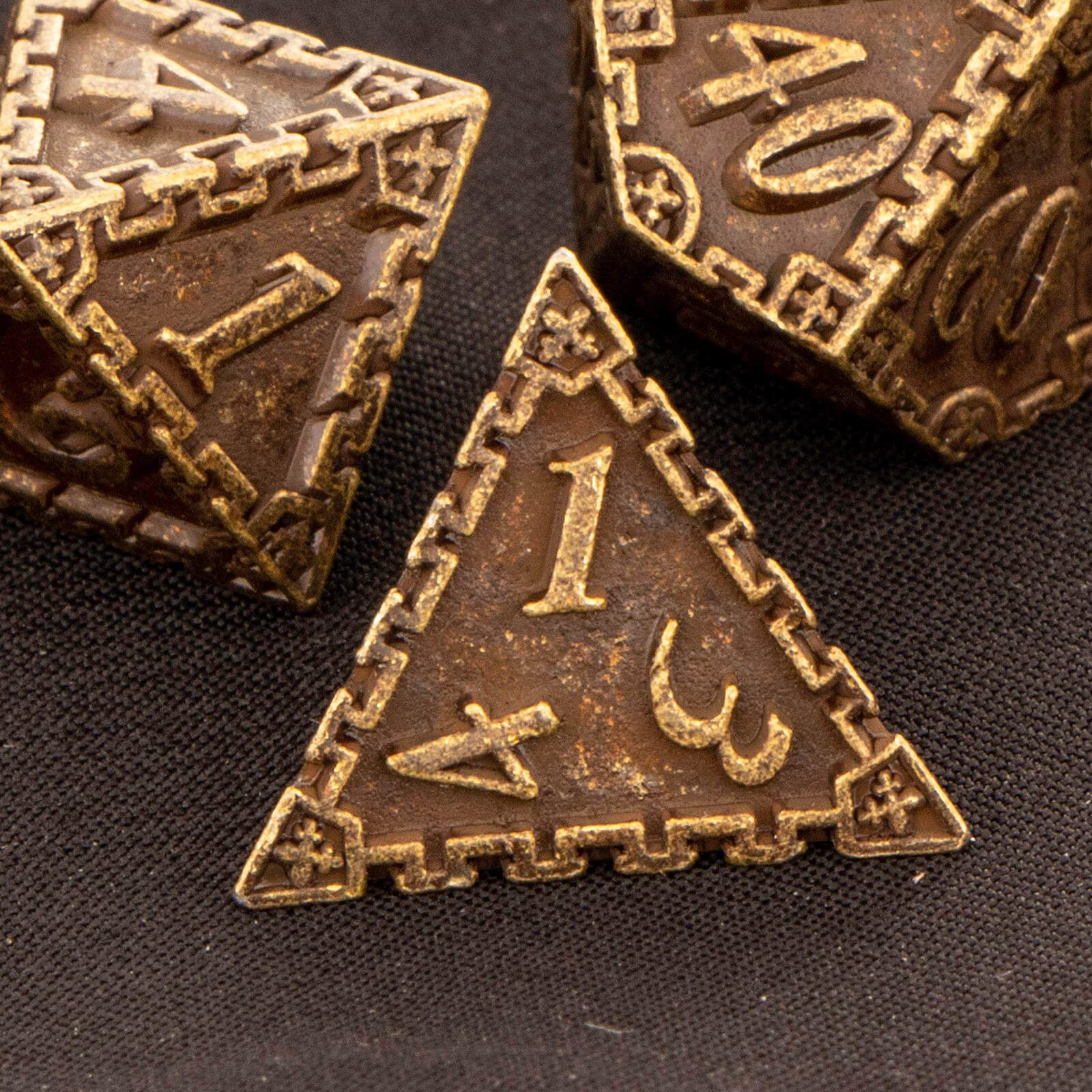 OUKELANWO Metal DND Ancient Bronze Dice Set D&D Dice, 7pcs Dungeons and Dragons Dice Set D20 D12 D10 D8 D6 D4, RPG Role Playing Dice with Gift Box for MTG Warhammer Pathfinder