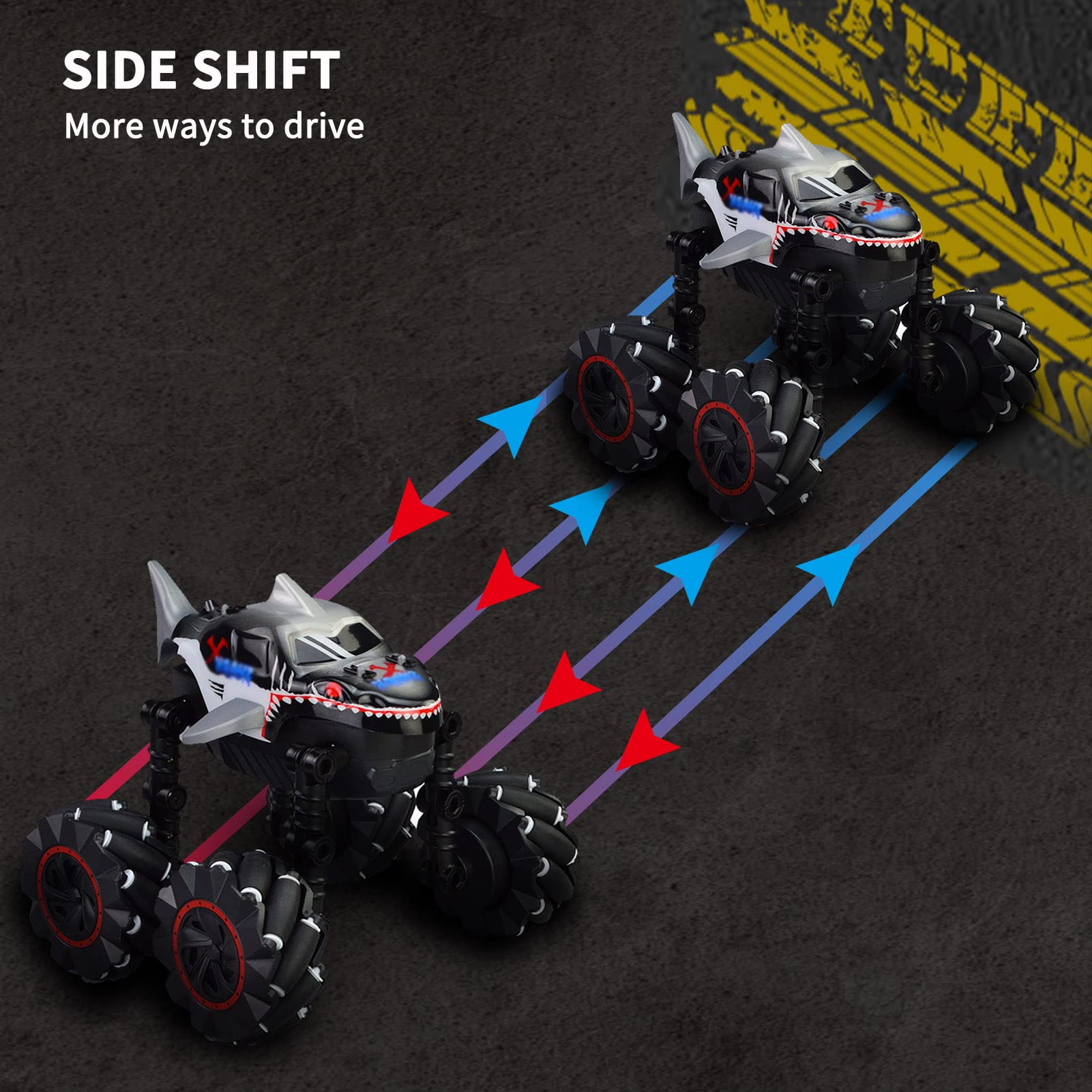 IKAYAA Remote Control Drift Stunt Car, RC Crawler Snake Monster Truck, One Key Deformation, More Ways Moving, Side Shift