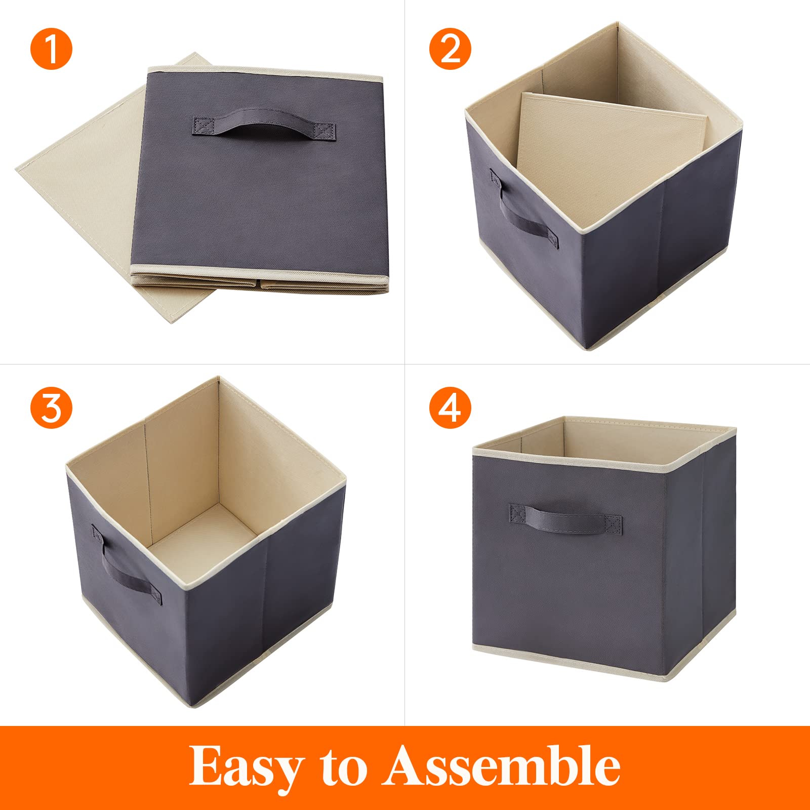 Lifewit 6 Packs 11 Inch Storage Cubes Foldable Fabric Bins and 6 Packs 75L Under Bed Storage Containers with Reinforced Handle Thick Fabric for Comforters, Blankets, Bedding, Grey